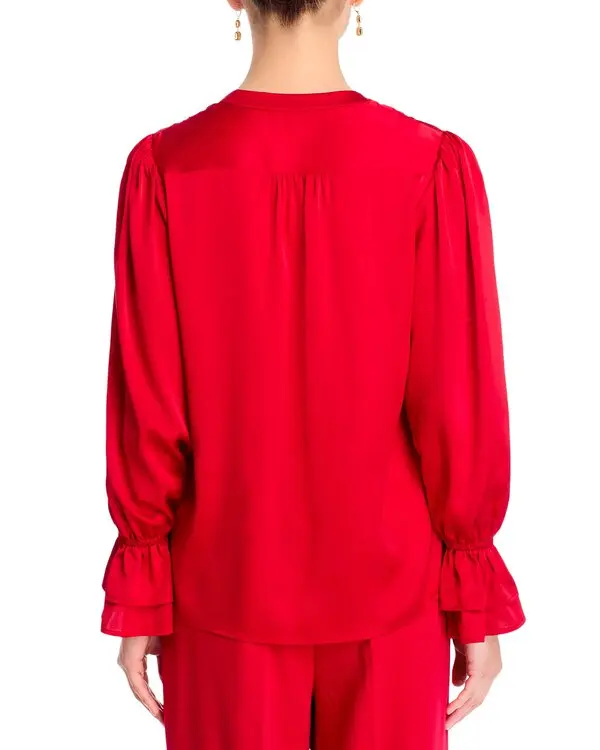 T Tahari Split Neck Blouse - Love Star