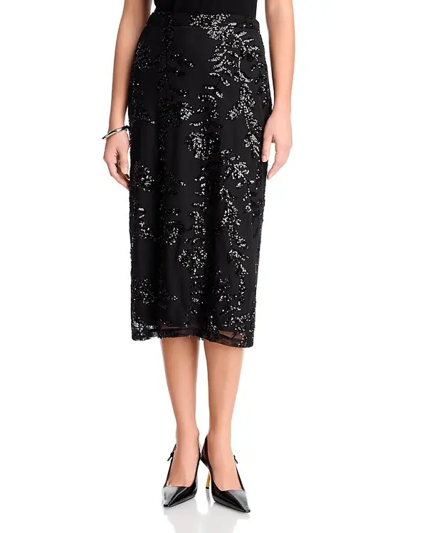 T Tahari Sequin Floral Skirt