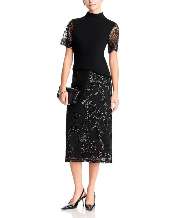T Tahari Sequin Floral Skirt