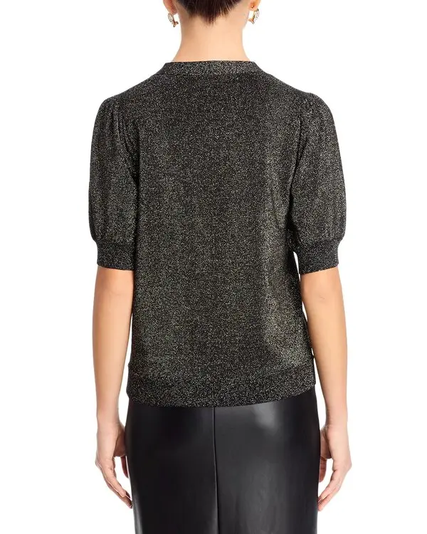T Tahari Elbow Sleeve Metallic Top