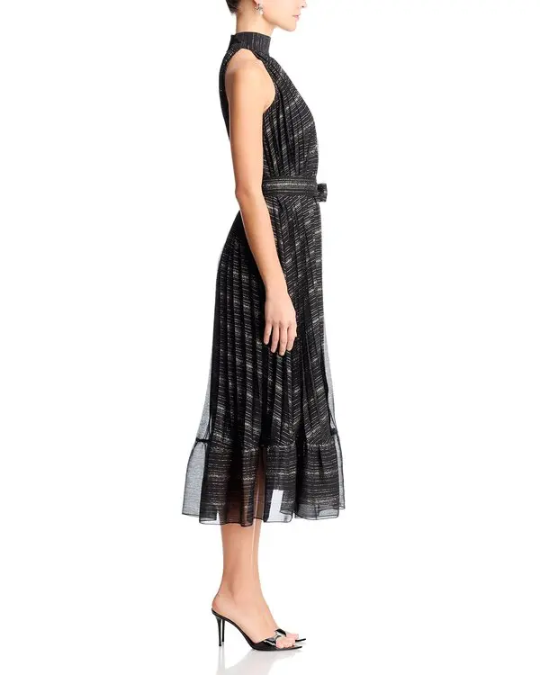 T Tahari Pleated Belted Dress