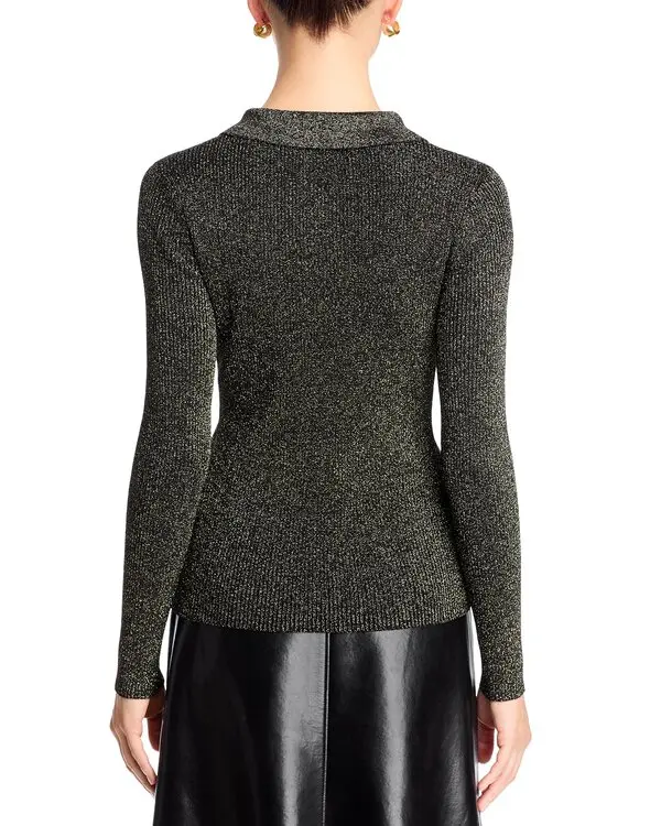 T Tahari Polo Collar Sweater - Black/ Gold