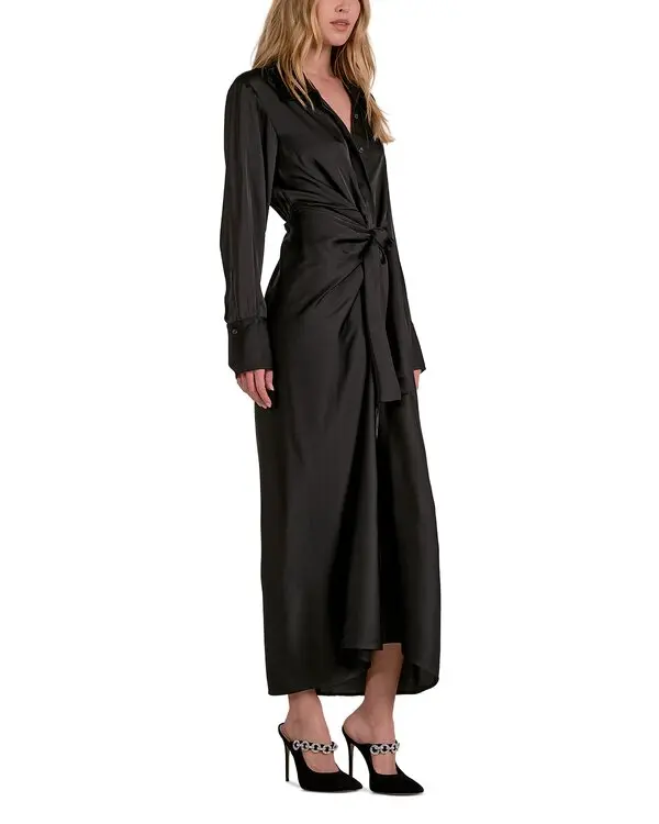 Elan Long Sleeve Wrap Maxi Dress - Black