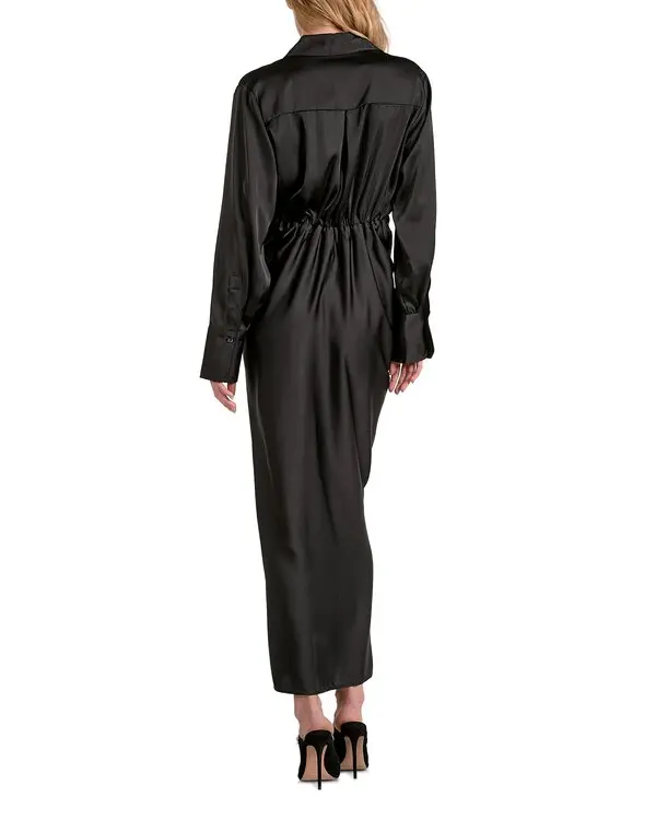 Elan Long Sleeve Wrap Maxi Dress - Black