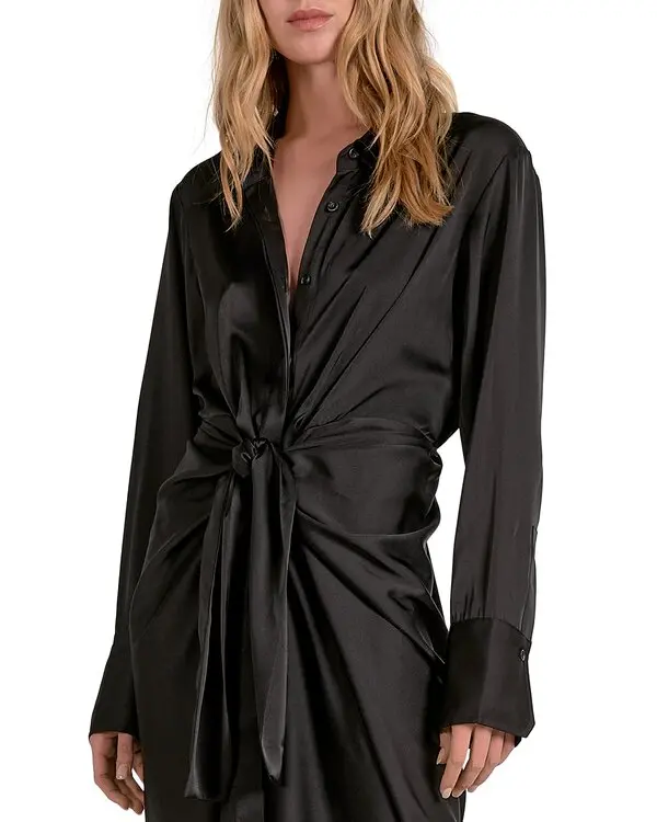 Elan Long Sleeve Wrap Maxi Dress - Black