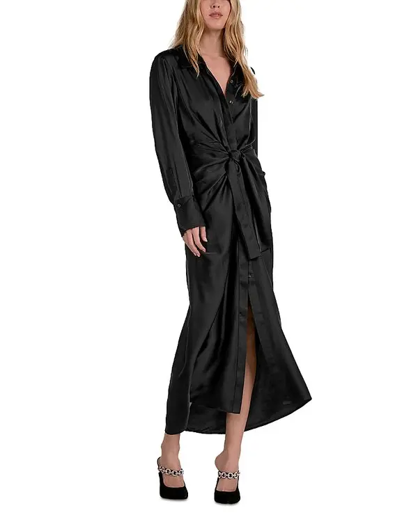 Elan Long Sleeve Wrap Maxi Dress - Black