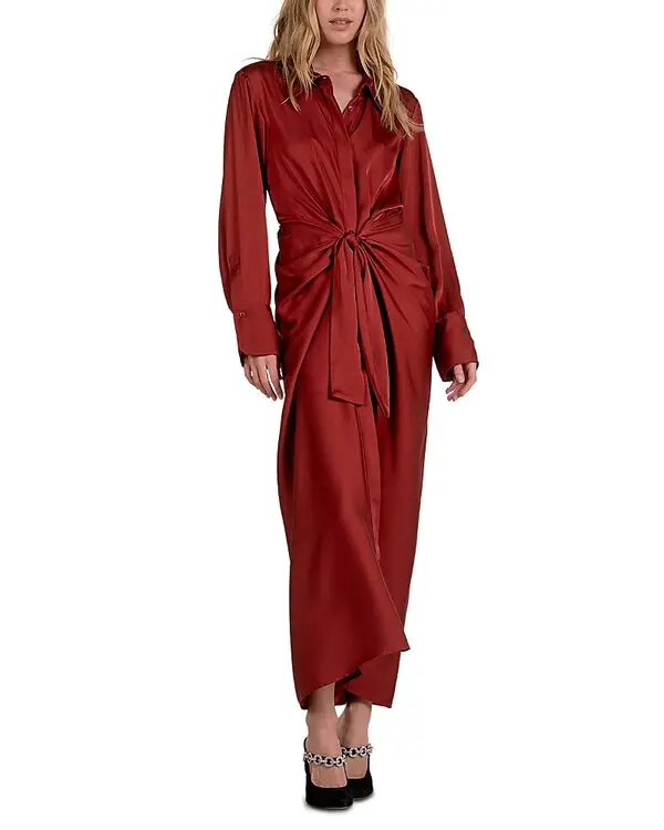 Elan Long Sleeve Wrap Maxi Dress - Rust