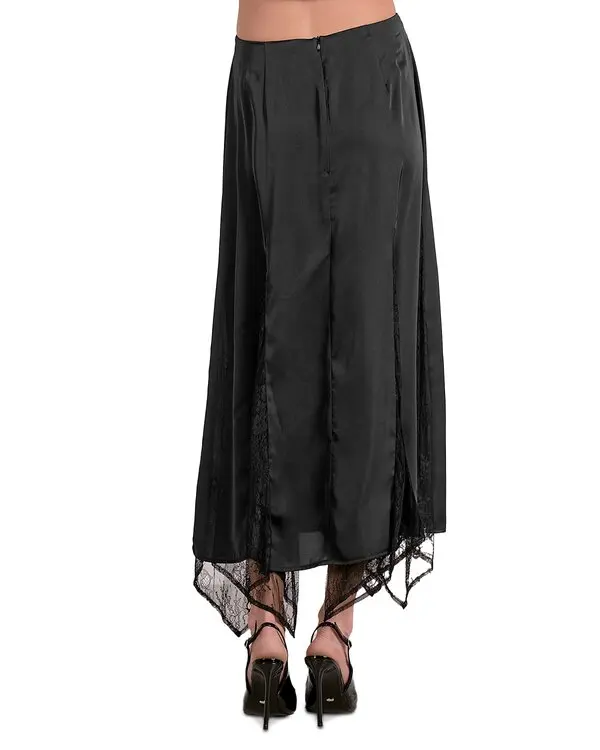 Elan Lace Trim Midi Skirt - Black