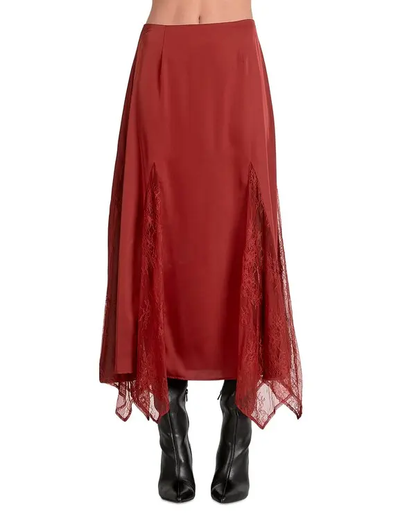 Elan Lace Trim Midi Skirt