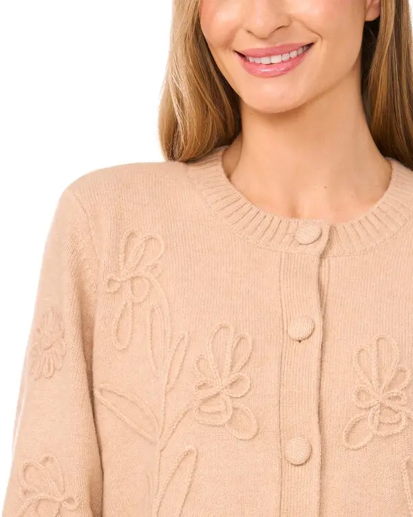 CECE DUPRAZ Floral Embroidery Cardigan Sweater