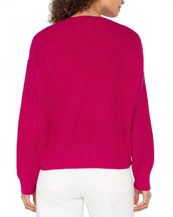 LIVERPOOL Cable Knit Sweater With Fringe Trim