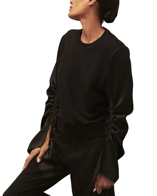 REISS Plie Woven Mixed Sweat Top
