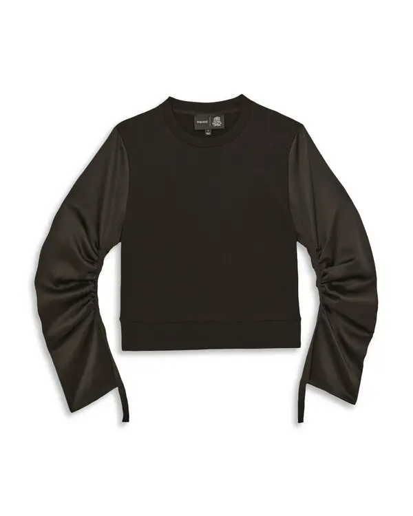 REISS Plie Woven Mixed Sweat Top