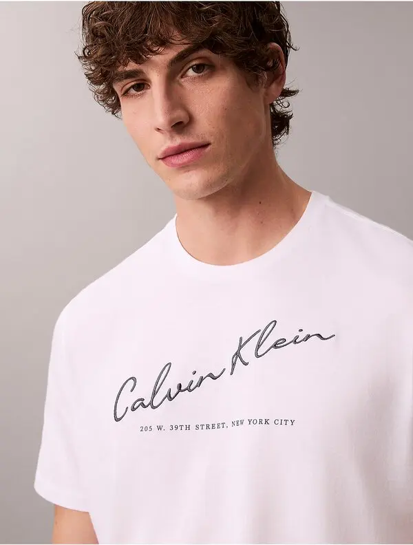 Calvin Klein Script Logo Graphic Easy T-shirt - Brilliant White