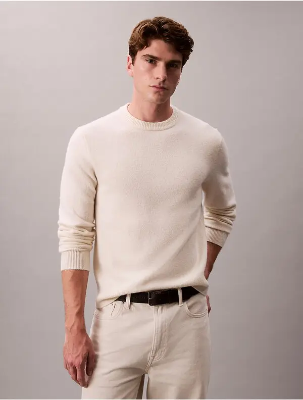Calvin Klein Merino Wool Relaxed Sweater - Antique White