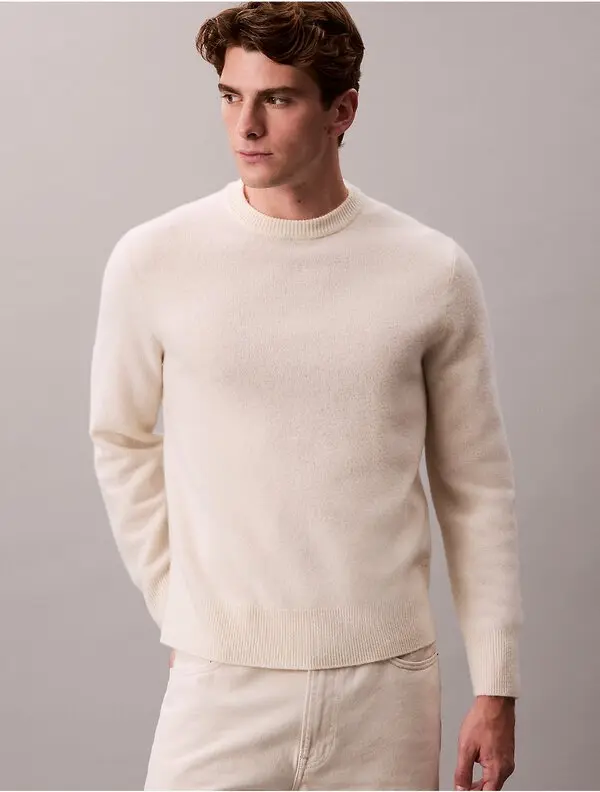 Calvin Klein Merino Wool Relaxed Sweater - Antique White