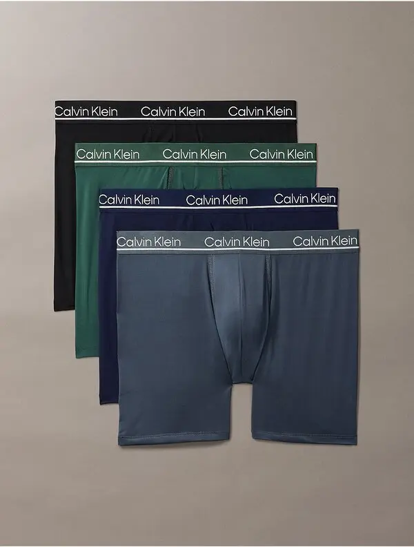 Calvin Klein Microfiber Stretch Plus 4-pack Boxer Brief - Kells Green / Black / Turbulence / Peacoat