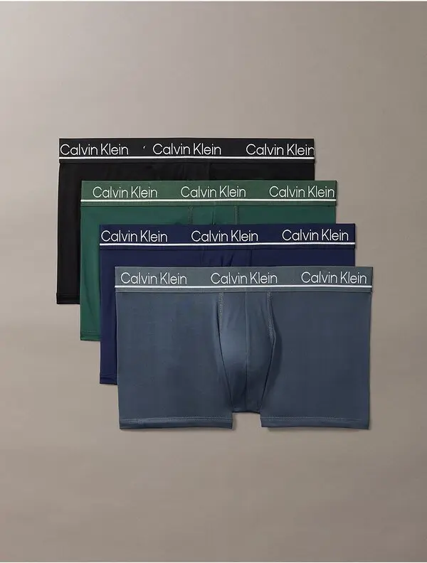 Calvin Klein Microfiber Stretch Plus 4-pack Low Rise Trunk - Kells Green / Black / Turbulence / Peacoat