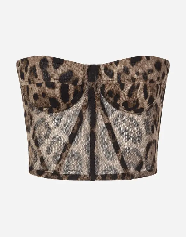 Dolce & Gabbana Leopard-print Tulle Bustier