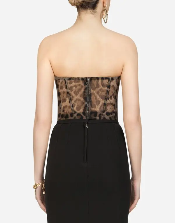 Dolce & Gabbana Leopard-print Tulle Bustier