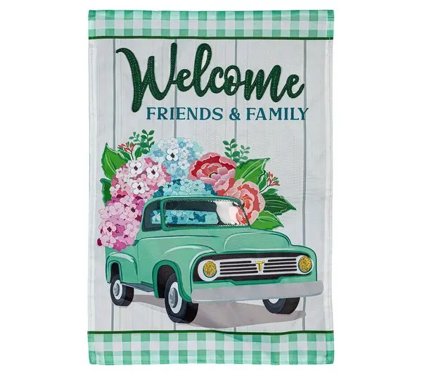 EVERGREEN Spring Flower Delivery House Applique Flag - One-color