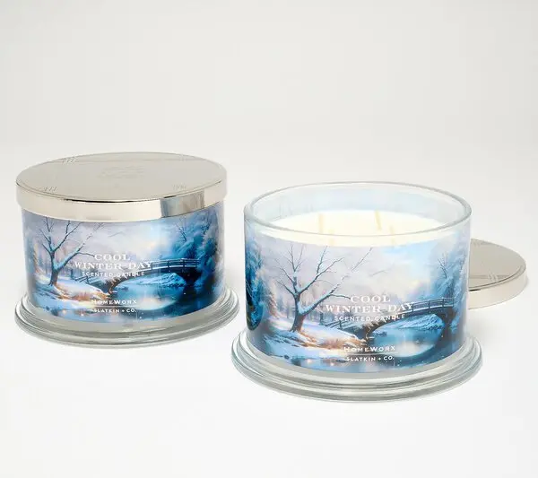 HOMEWORX BY SLATKIN + CO. S/2 18oz Cool Winter Day Candles - One-color