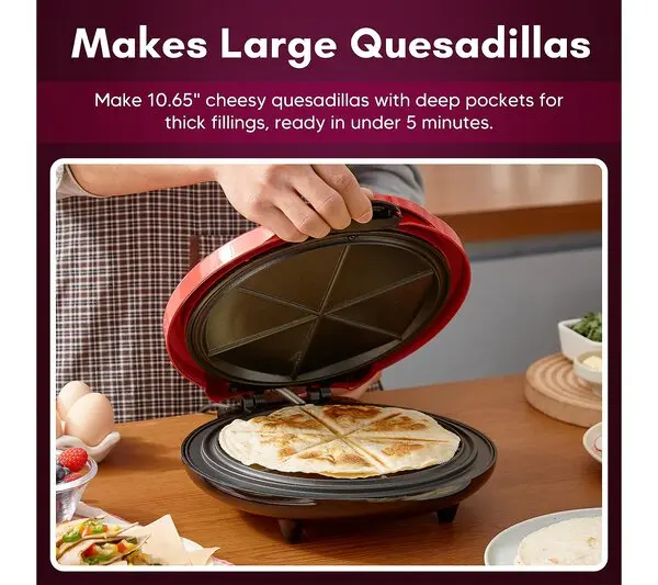 ELITE Cuisine 11' Quesadilla Maker, 2-position Ocking Latch