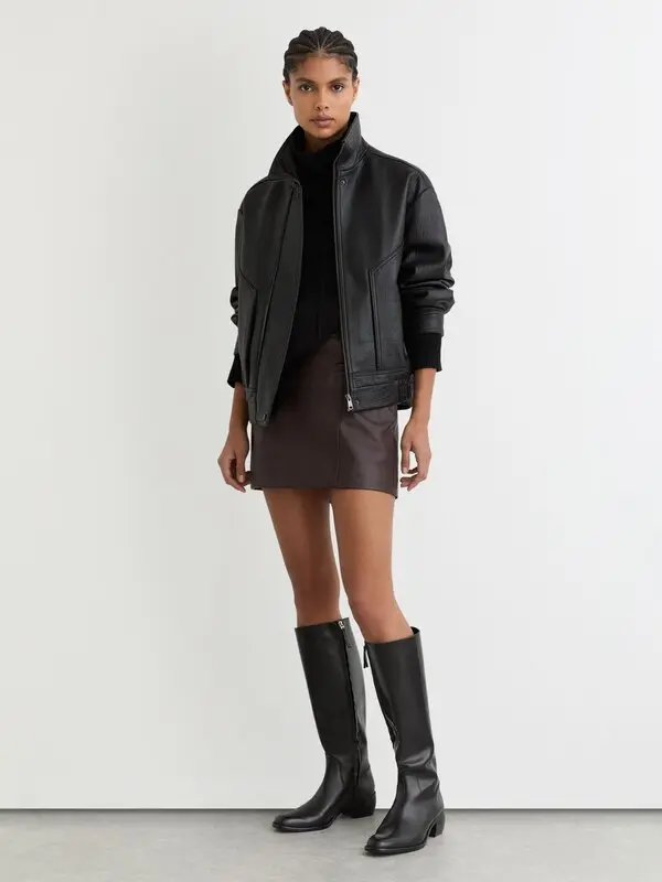 REISS Micheala Leather Knee-high Boots