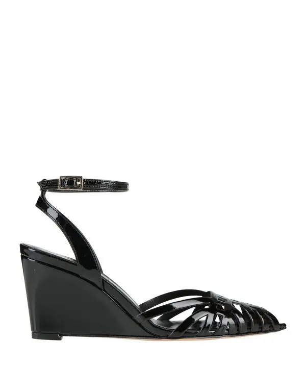 OVYE Patent-effect Wedge Sandals - Black