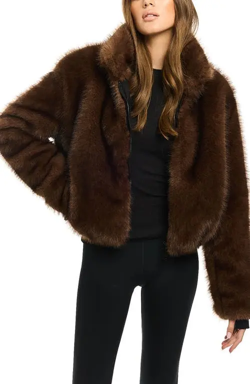 Sam. Short Faux Fur Bomber Jacket