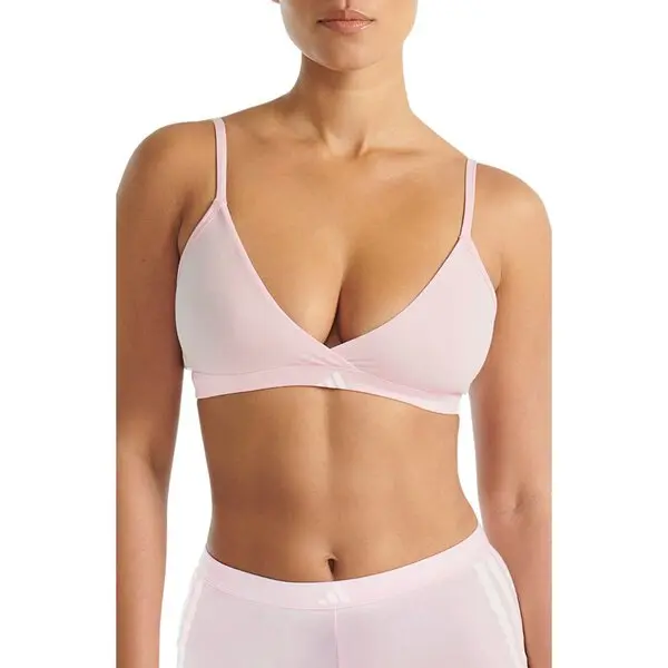 Adidas Originals By Alexander Wang Cotton Blend Triangle Bralette - Clear Pink