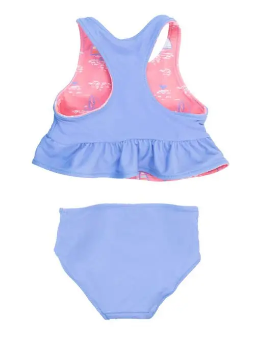 RUFFLEBUTTS Upf50 Sun Protected Reversible Peplum Tankini - Pink Seas The Day
