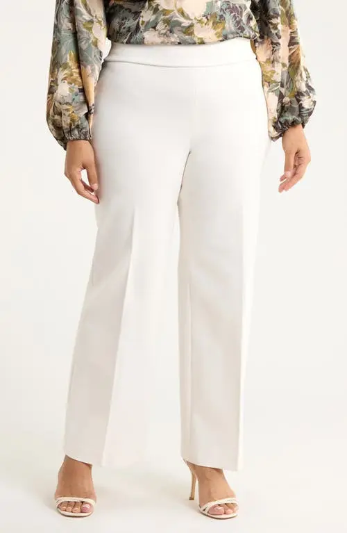 Anne Klein High Waist Wide Leg Pull-on Pants - White Dove