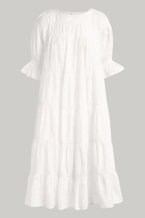 Merlette Paradis Open Tier Cotton Dress - White