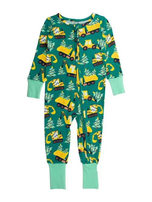 RUFFLEBUTTS Softsnooze Gender Inclusive Holiday Convertible One Piece Pajamas - Holiday Haul