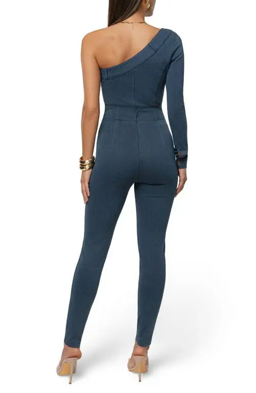 JLUXLABEL One-shoulder Button Bodysuit - Dark Denim