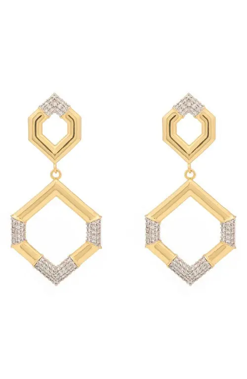 ST. MORAN Hexagon Double Drop Earrings - Gold