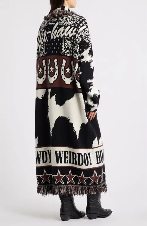 DRESSED IN LALA Jacquard Longline Cardigan