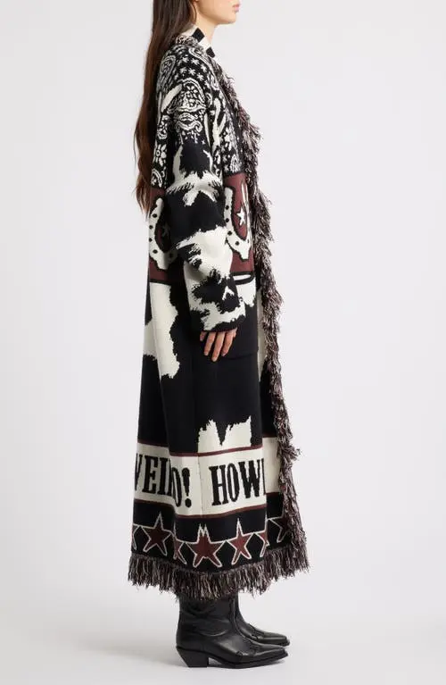 DRESSED IN LALA Jacquard Longline Cardigan