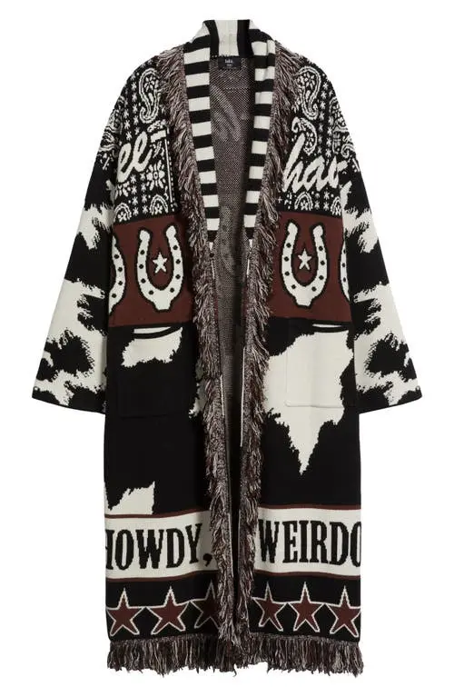 DRESSED IN LALA Jacquard Longline Cardigan