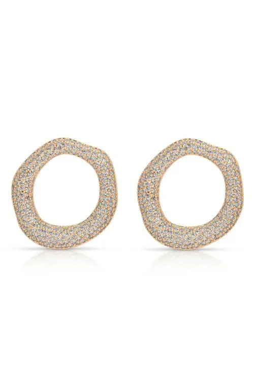 Ettika Pavé Cubic Zirconia Open Circle Drop Earrings - Gold