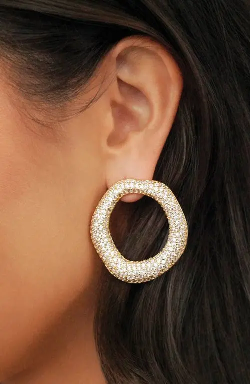 Ettika Pavé Cubic Zirconia Open Circle Drop Earrings - Gold
