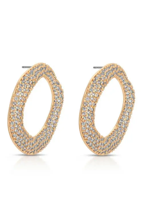 Ettika Pavé Cubic Zirconia Open Circle Drop Earrings - Gold
