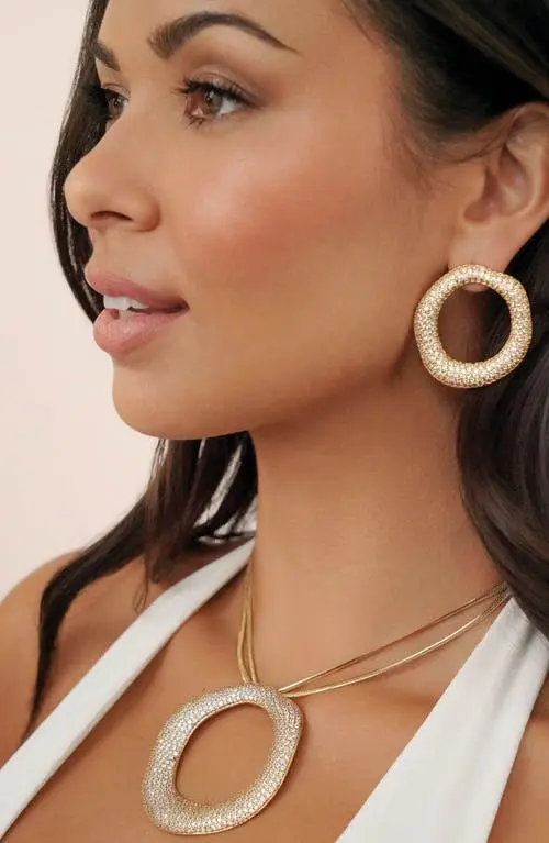 Ettika Pavé Cubic Zirconia Open Circle Drop Earrings - Gold
