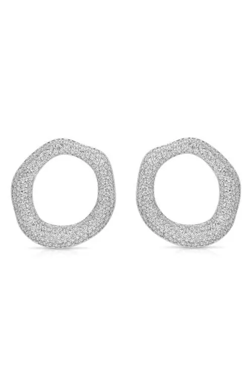 Ettika Pavé Cubic Zirconia Open Circle Drop Earrings - Silver