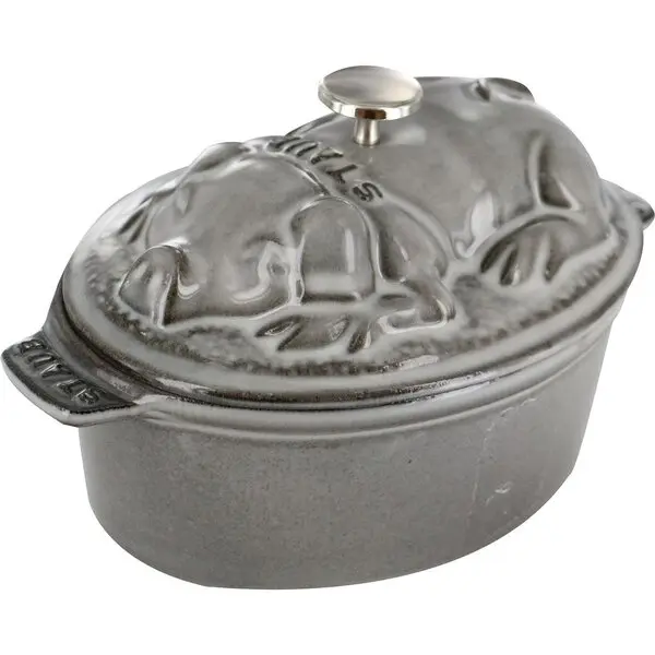 STAUB Cast Iron 1-quart Pig Dutch Oven - Graphite Grey