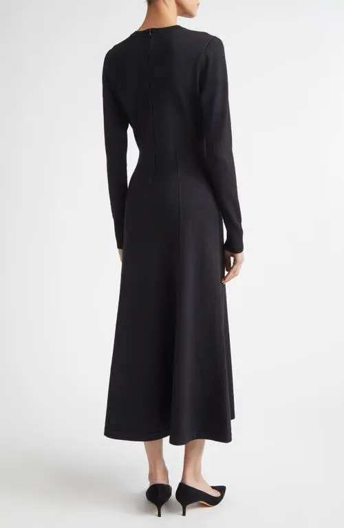 Carolina Herrera Chrysanthemum Embroidered Jersey Midi Dress