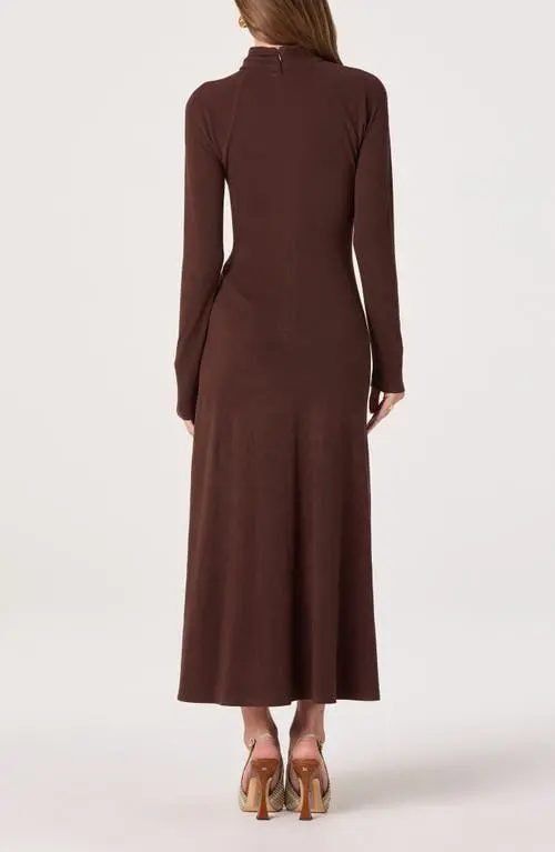 Astr The Label A-line Mock Neck Long Sleeve Dress