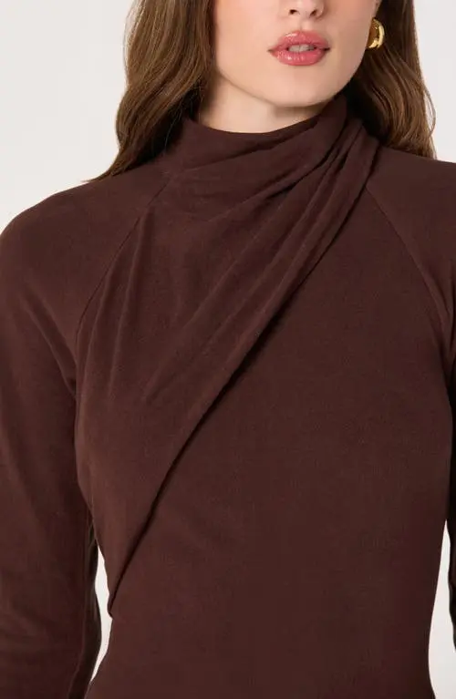 Astr The Label A-line Mock Neck Long Sleeve Dress