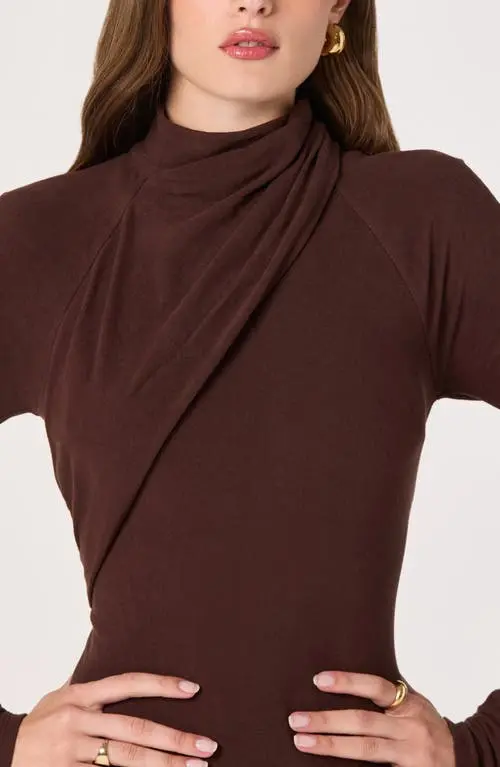 Astr The Label A-line Mock Neck Long Sleeve Dress